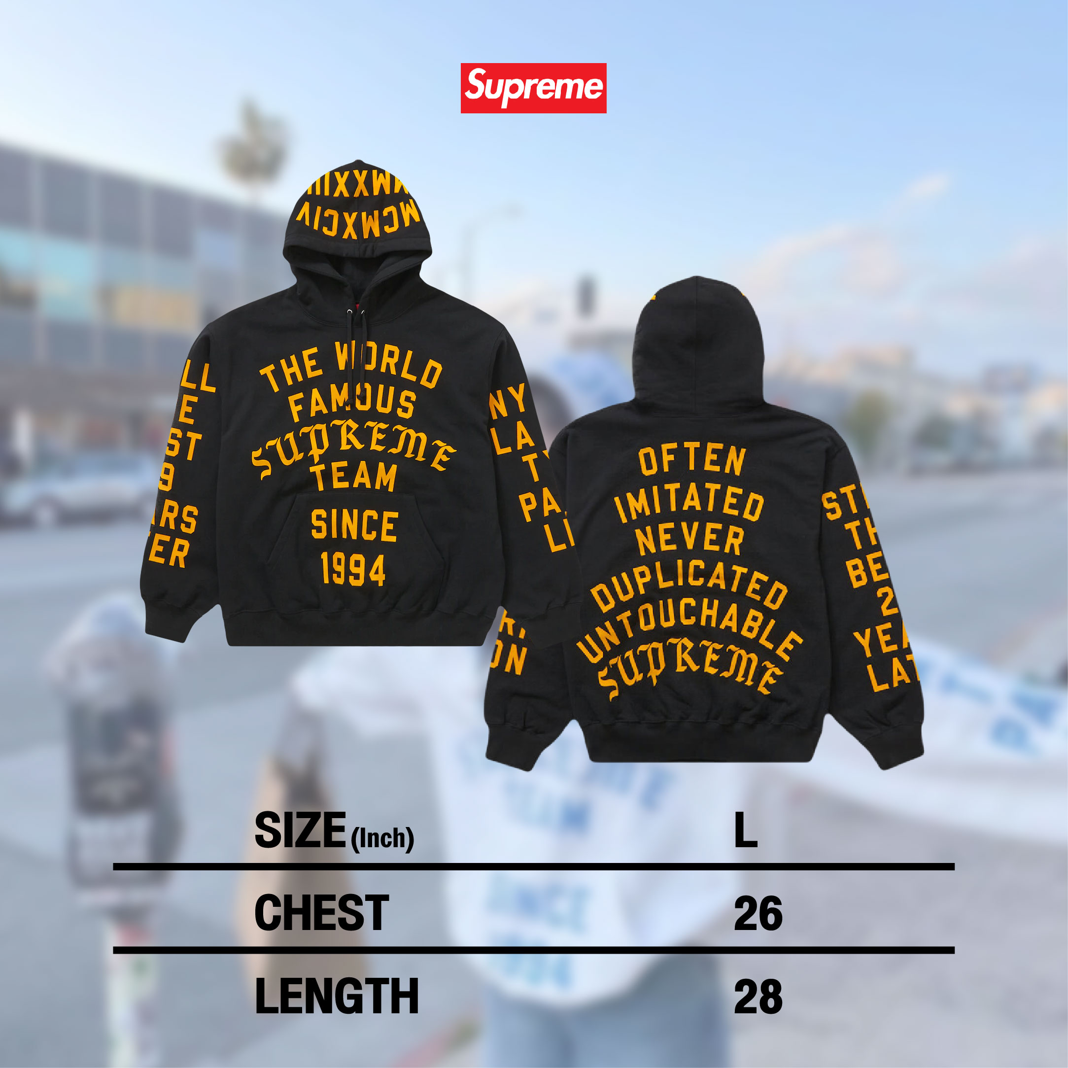 SUPREME TEAM FLOCKED HOODIE ฿8,500 บาท